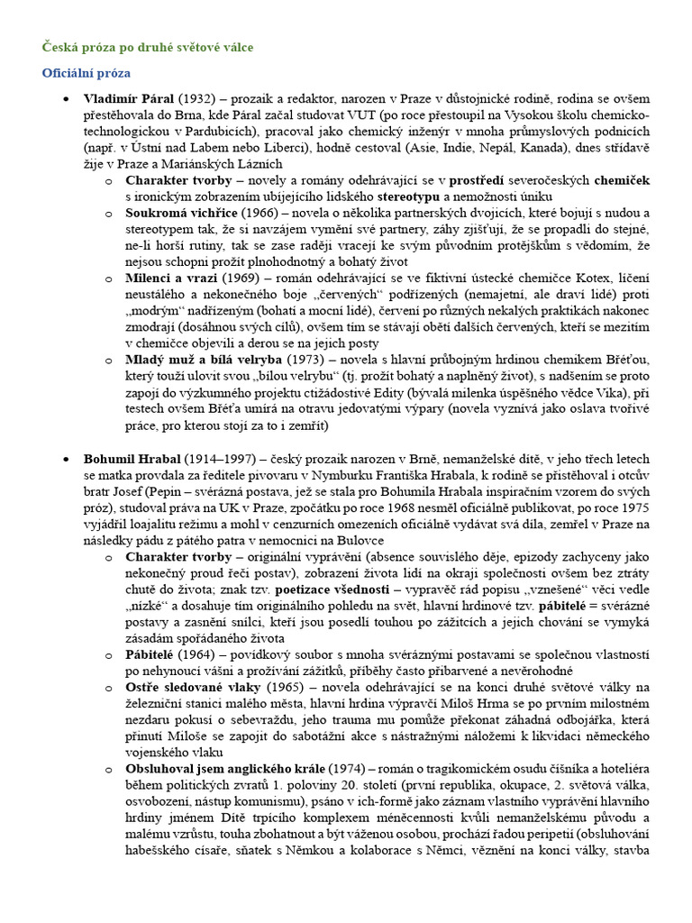 Česká Próza Po 2. Sv. | PDF