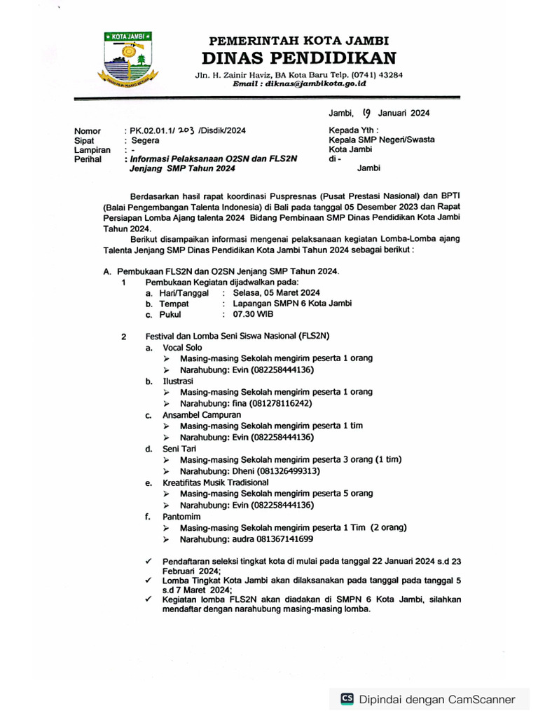 Surat Edaran Ajang Talenta 2024 Revisi | PDF