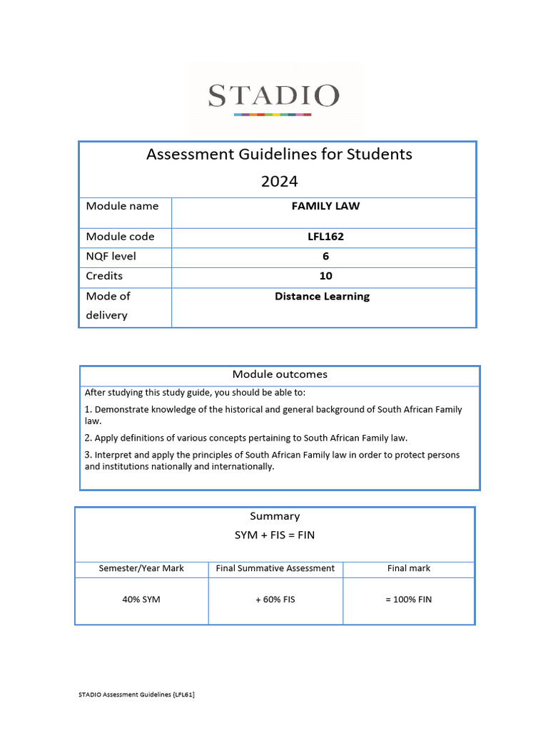LFL162 DL Assessment Guidelines 2024 | PDF
