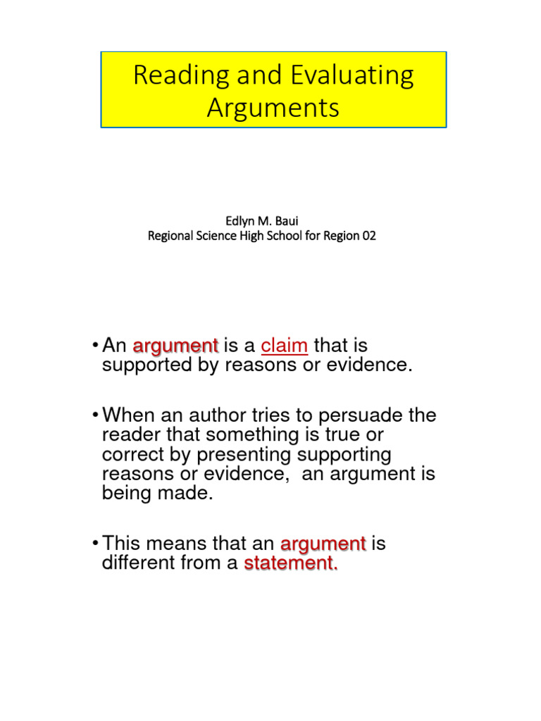 Understanding Claims in Arguments | PDF | Argument | Evidence