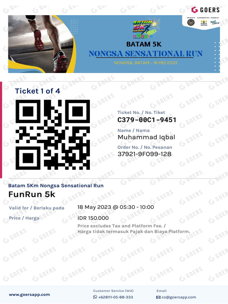 (Event Ticket) FunRun 5k - Batam 5Km Nongsa Sensational Run - 1 37921-9F099-128 | PDF