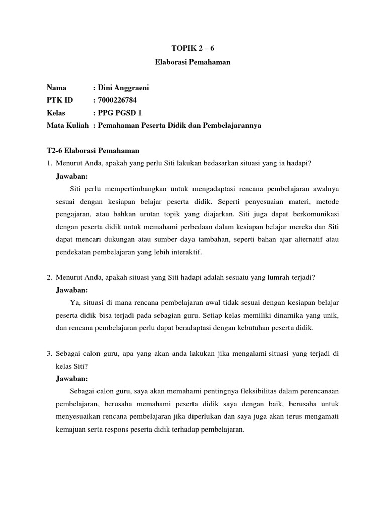 10 DINI ANGGRAENI - (T2-6 Elaborasi Pemahaman) - MK PPDP | PDF