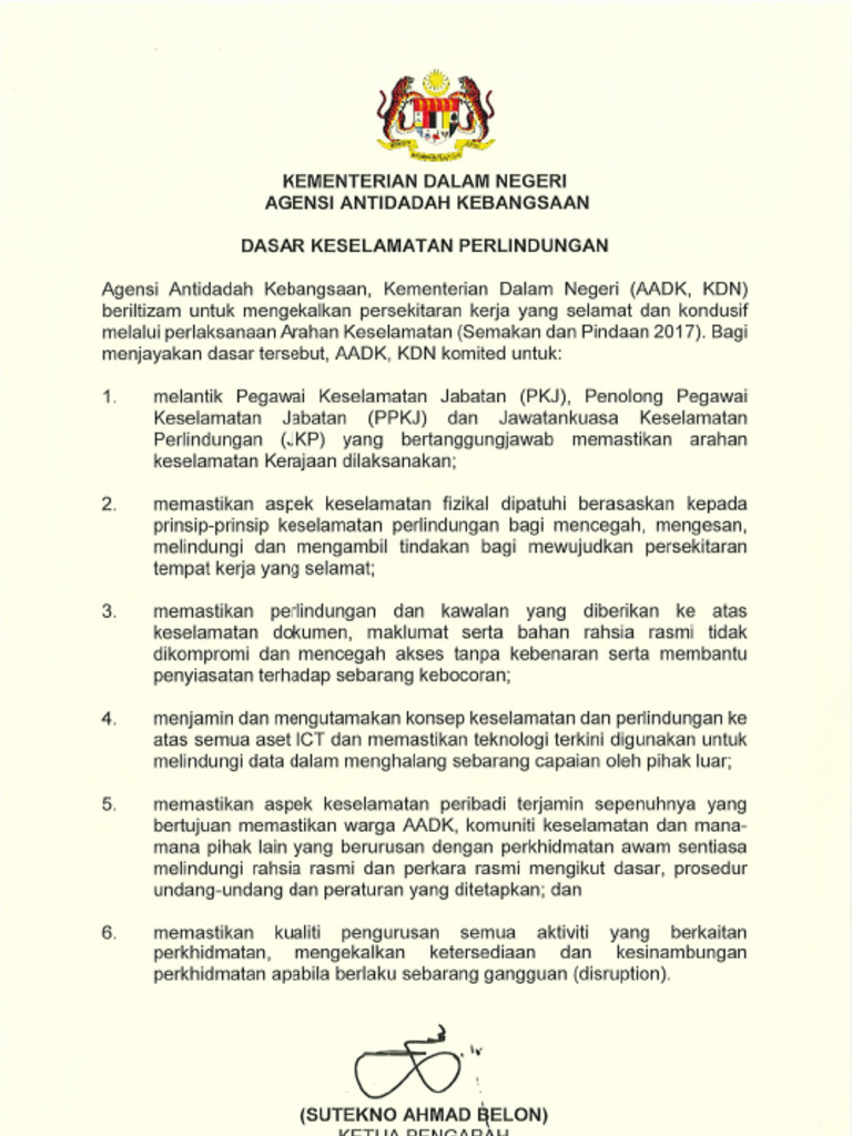 Dasar Keselamatan Perlindungan Aadk 1 Pdf