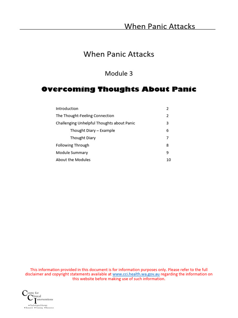 When Panic Attacks - Module 3 - Overcoming Thoughts About Panic | PDF ...