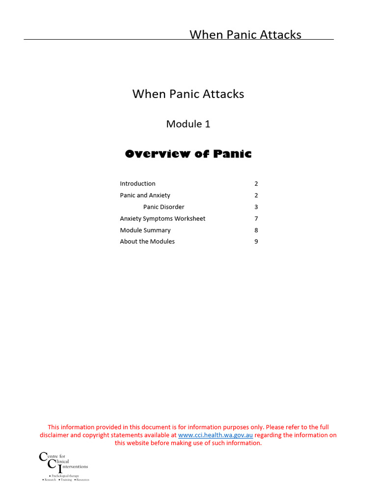 When Panic Attacks - Module 1 - Overview of Panic | PDF | Panic Attack ...