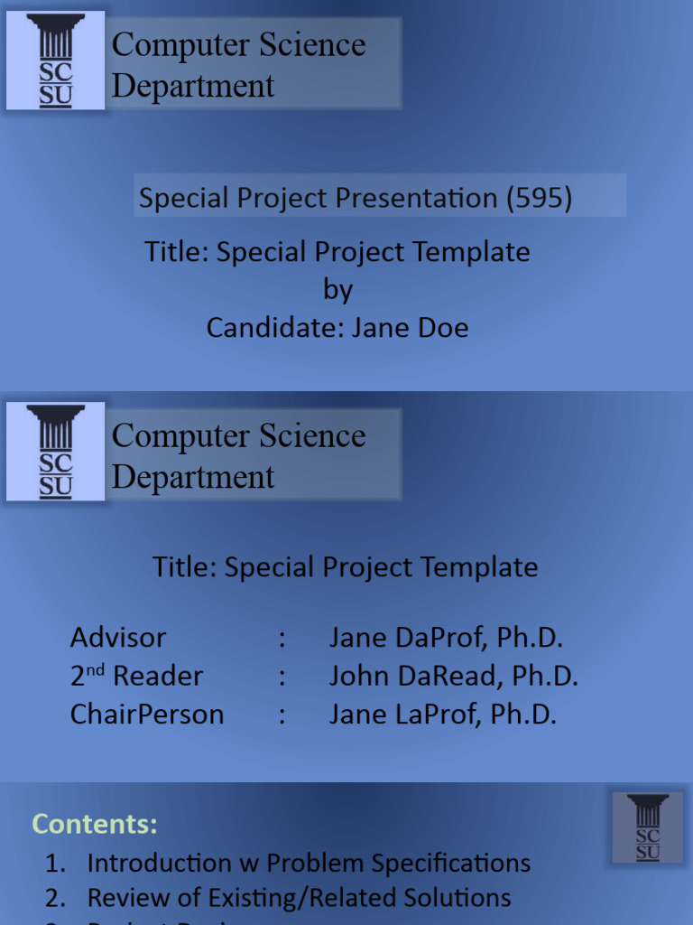 CSC 595 Special Project Template | PDF | Source Code | Specification ...