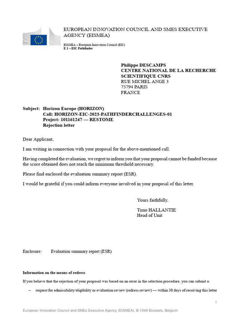Rejection Decision Information Letter-4 | PDF | European Union | Justice