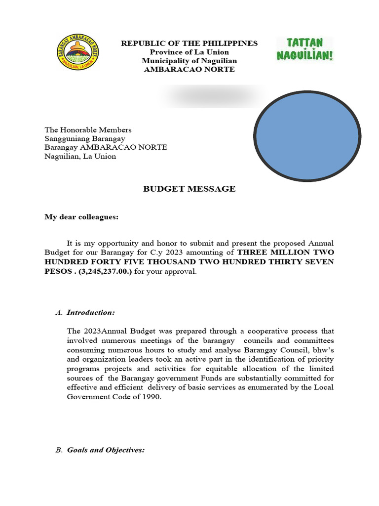 budget message 2023 | PDF | Expense | Taxes