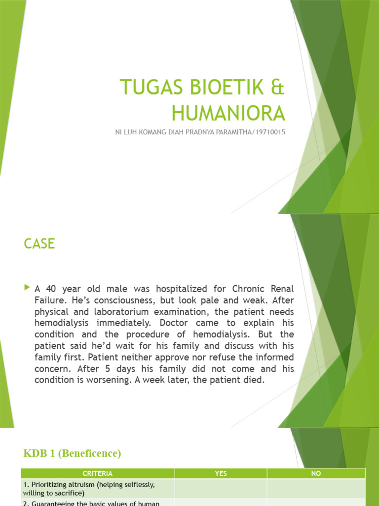Tugas Bioetik & Humaniora | PDF | Medical Ethics | Health Care