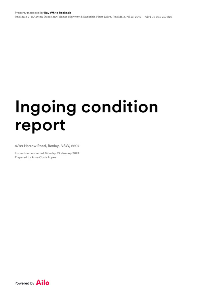 4 89 Harrow Road Bexley Ingoing Inspection Report | PDF | Leasehold ...