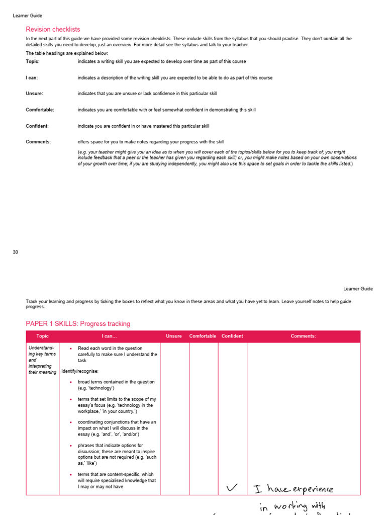 Writing Skills Revision Checklist | PDF | Argument | Essays