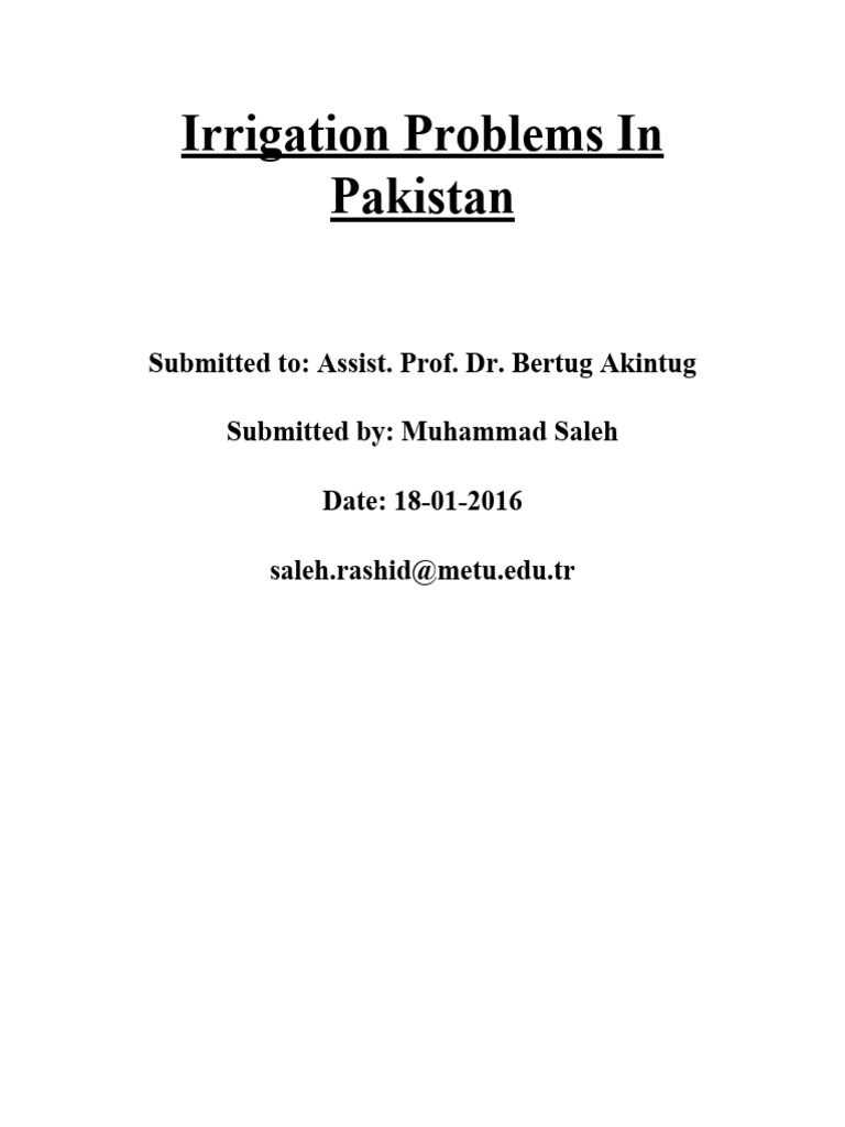 Irrigation Problems in Pakistan | PDF