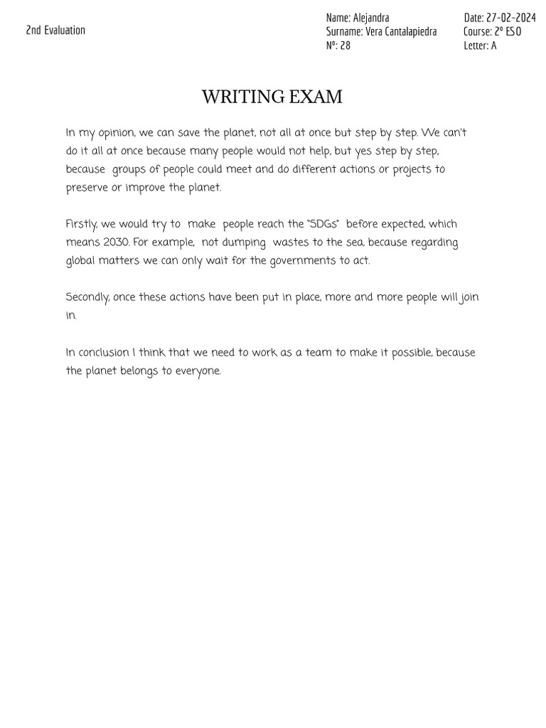 Writing Exam | PDF | Career & Growth | Social Science
