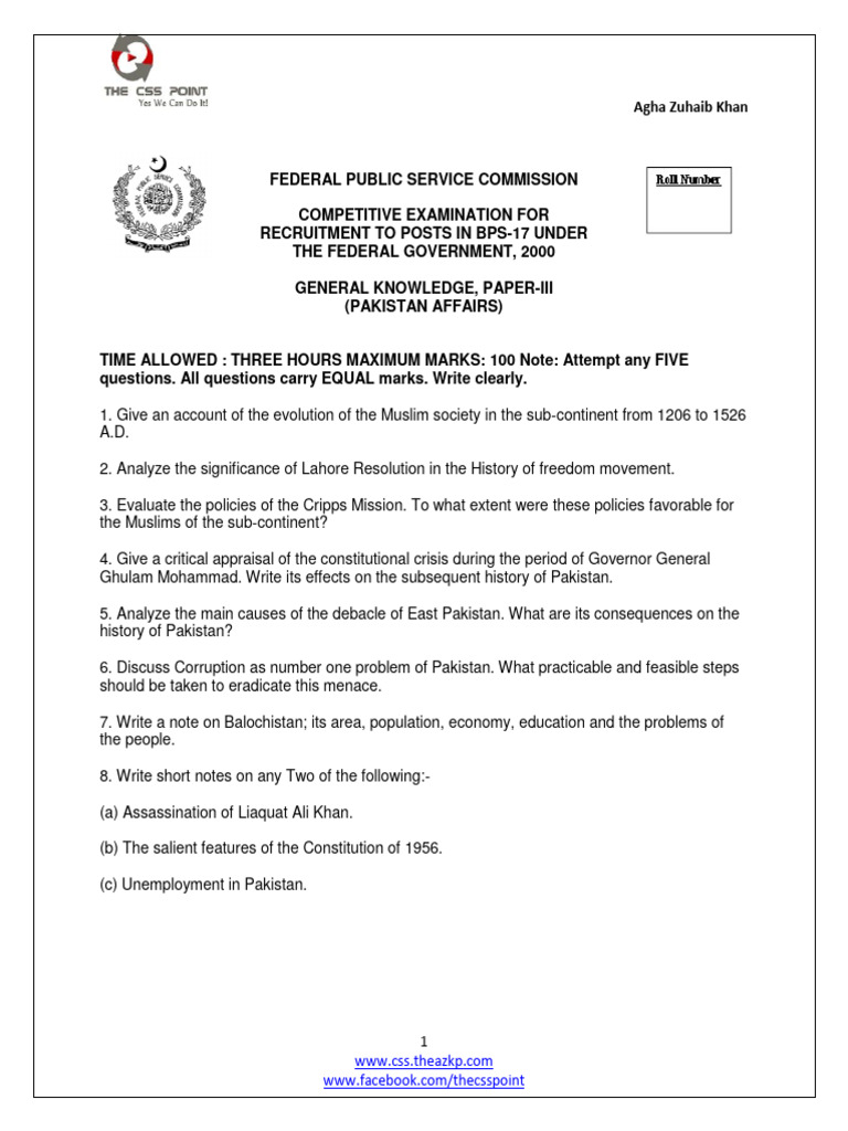 Pak Affairs CSS | PDF | All India Muslim League | Pakistan