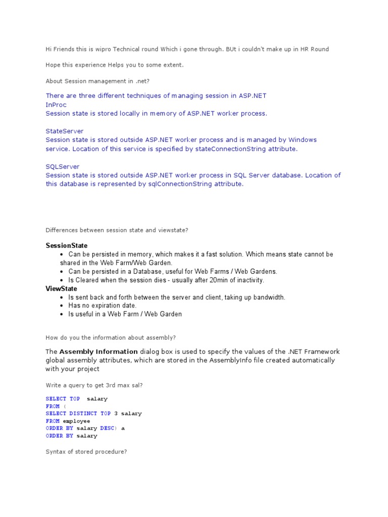 A Comprehensive Summary of Session Management Techniques, Joins, Indexes, and Other .NET ...