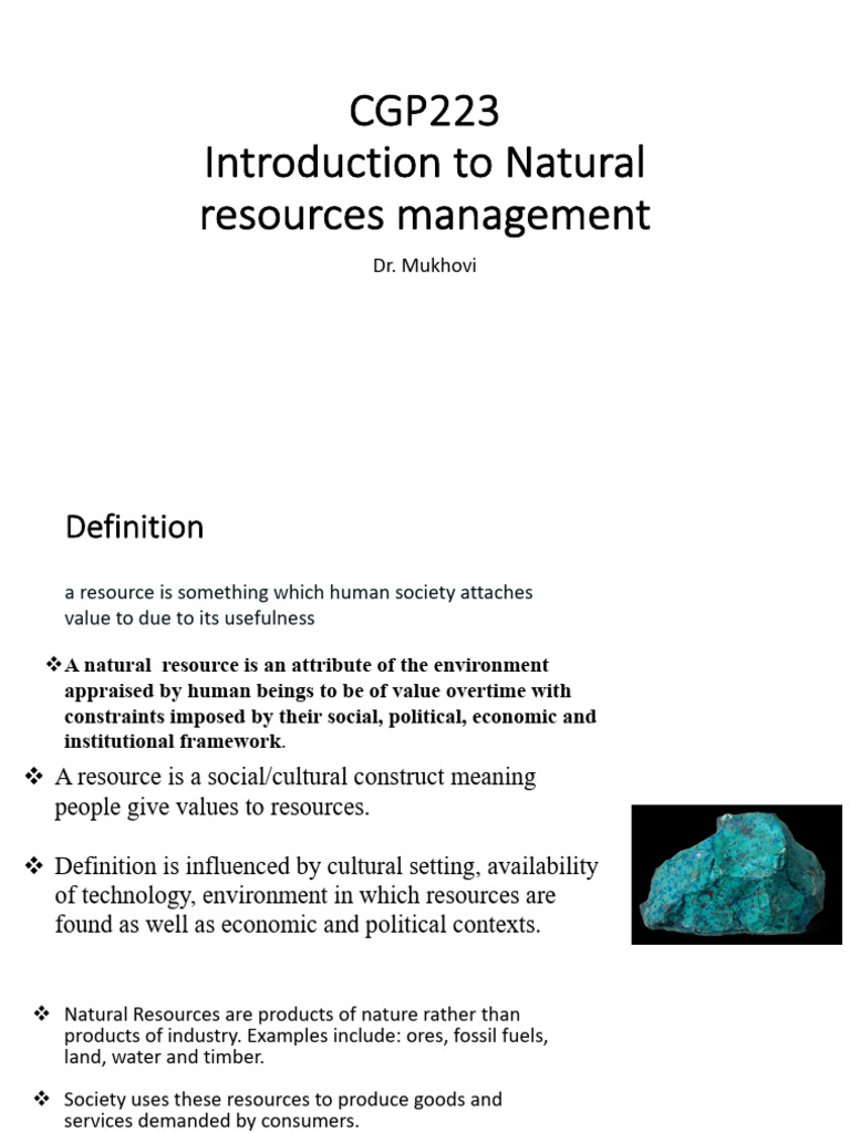 Overview of Natural Resources Management | PDF | Resource | Renewable ...