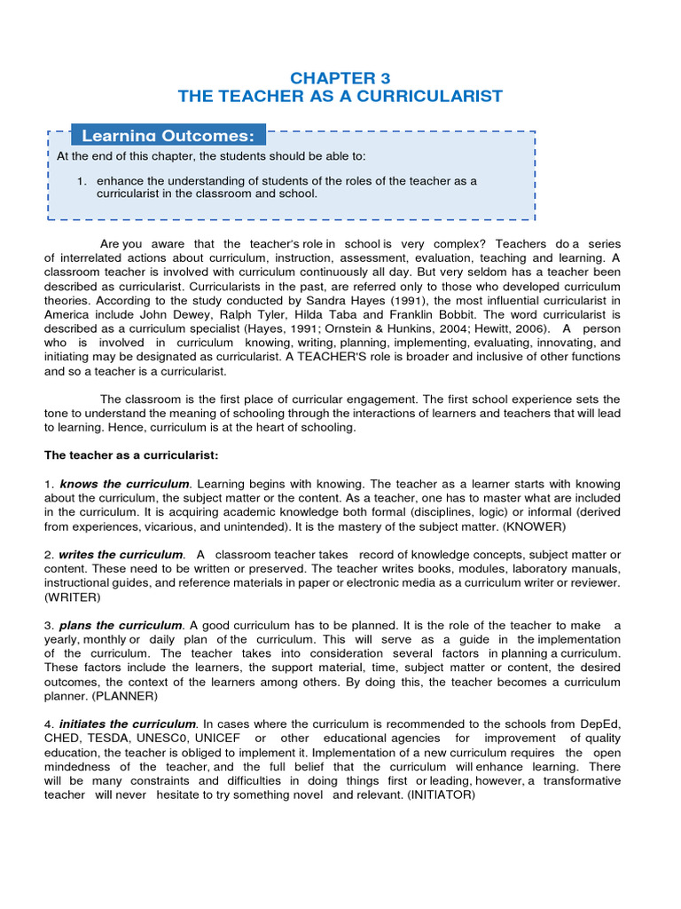 Chapter 3 | PDF | Curriculum | Teachers
