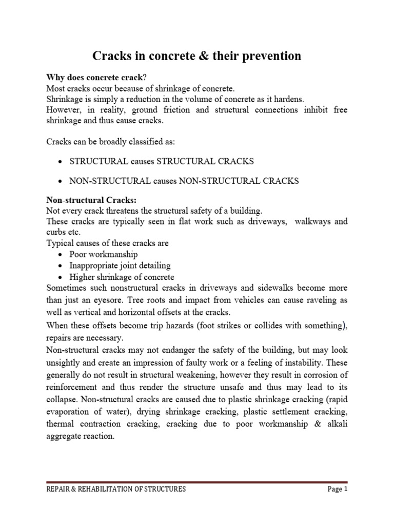 Rrs Cracks in Concrete & Their Prevention | PDF | Concrete | Corrosion