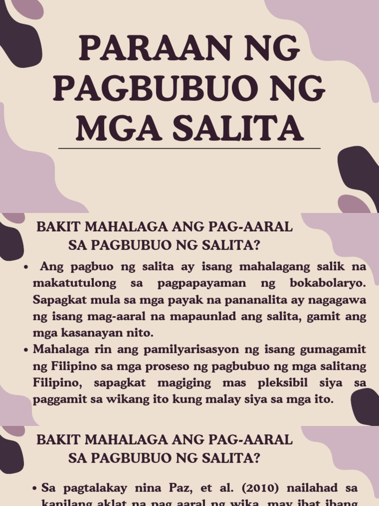 Paraan NG Pagbubuo NG Mga Salita - 20240318 - 161010 - 0000 | PDF