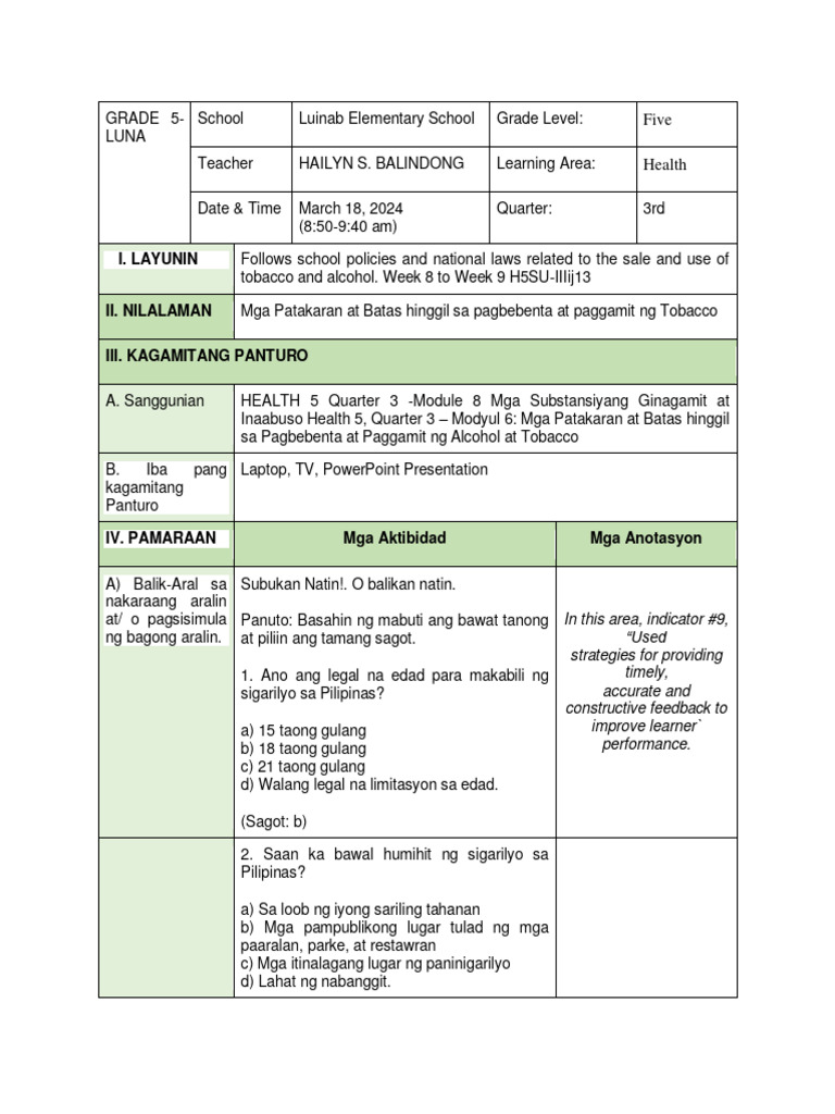Grade 5 Health | PDF