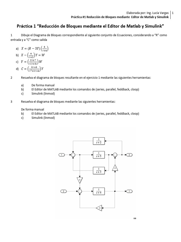 Practica 1 Diagrama de Bloques | PDF | Matlab | Matemáticas Aplicadas