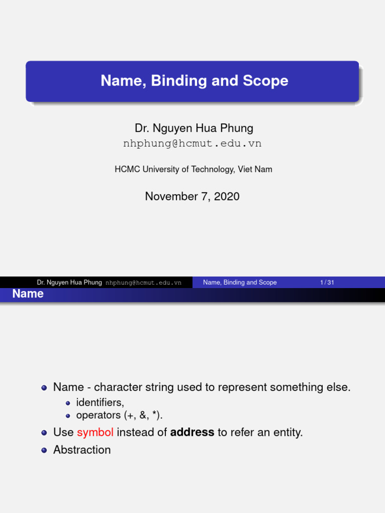 7 Name | PDF | Scope (Computer Science) | Computer Programming