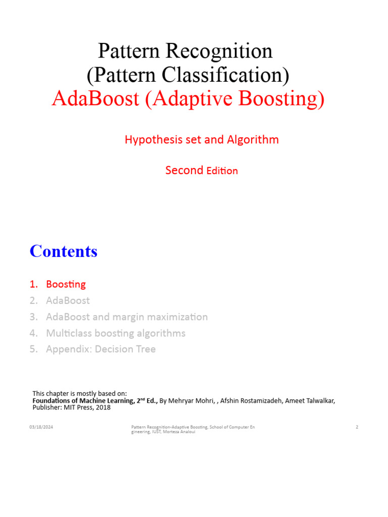 3.pattern Recognition (Pattern Classification) - AdaBoost | PDF | Linear Programming | Machine ...