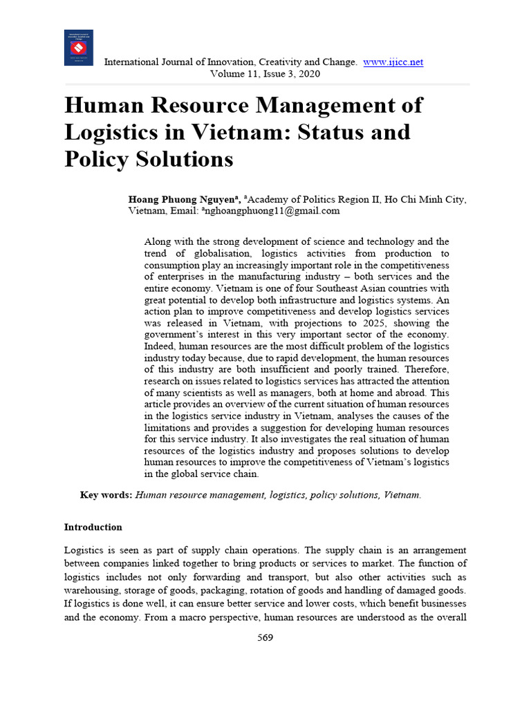 Vietnam Logistics Human Resource Challenges | PDF | Logistics | Supply ...