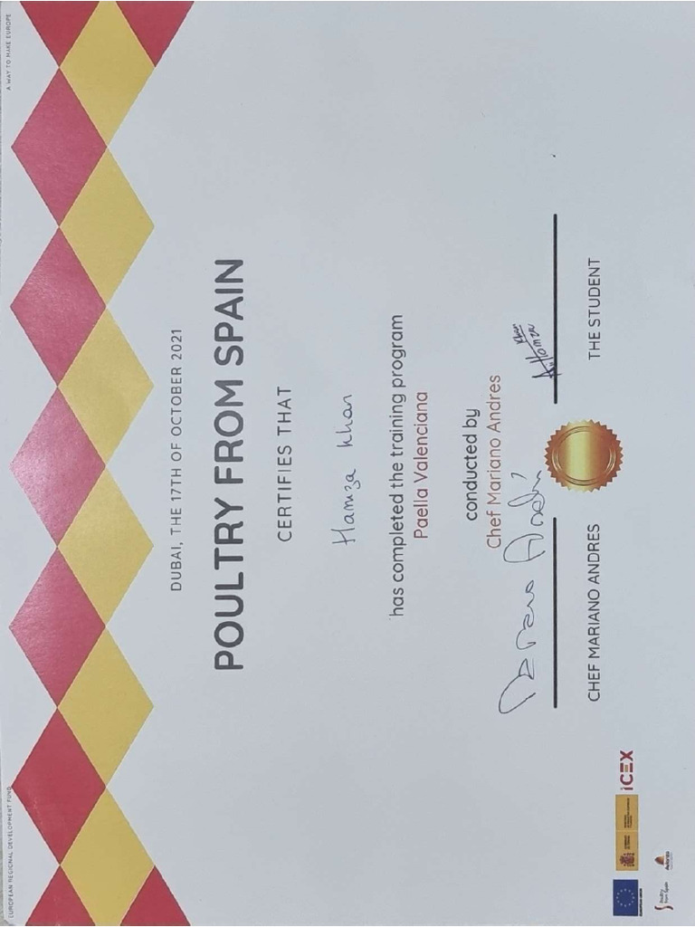 Spain Poultry Certificate PDF | PDF