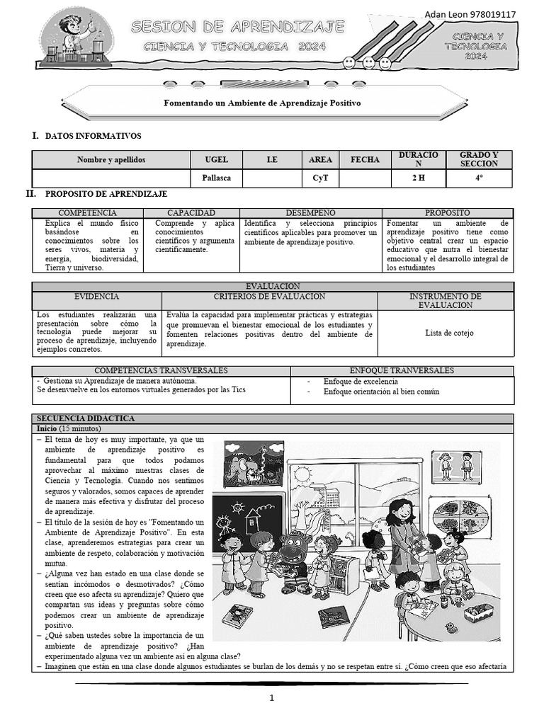 4° Sesion 01 Cyt | PDF | Aprendizaje | Evaluación