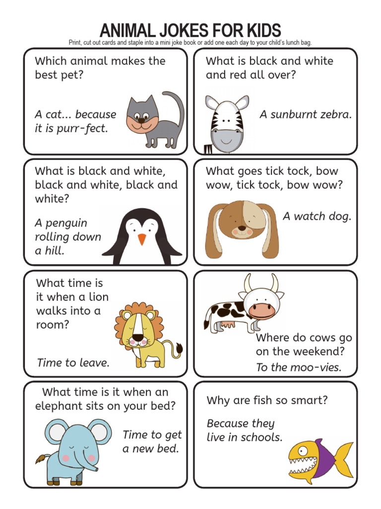 Animal Jokes For Kids Printable | PDF | General Fiction