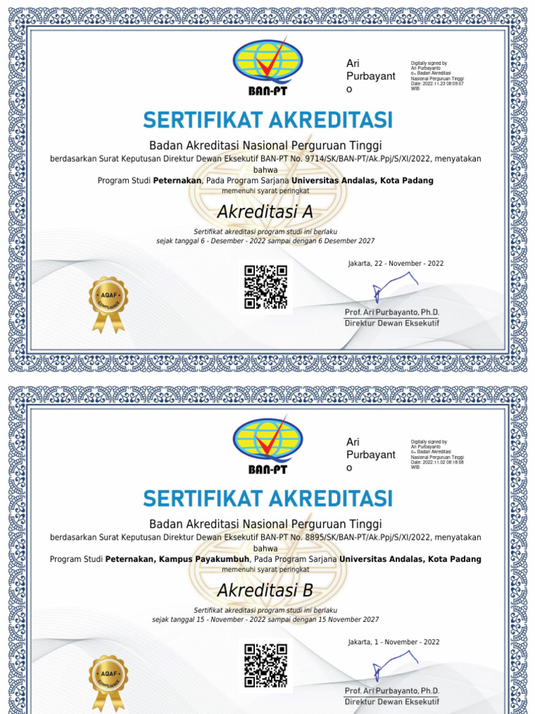 Sertifikat Akreditasi Prodi S1 Peternakan S1 Peternakan Kampus Payakumbuh S2 Llmu Peternakan Dan ...