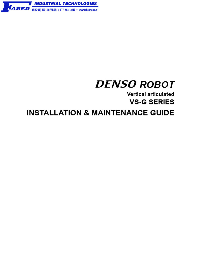 DENSO - Robotics - VS-G Model Installation and Maintenance Guide | PDF ...