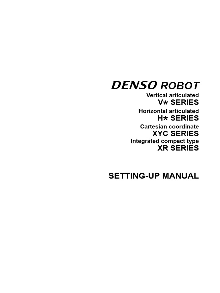 04.01 Setting-Up Manual - Denso Robotics | PDF | Switch | Acceleration