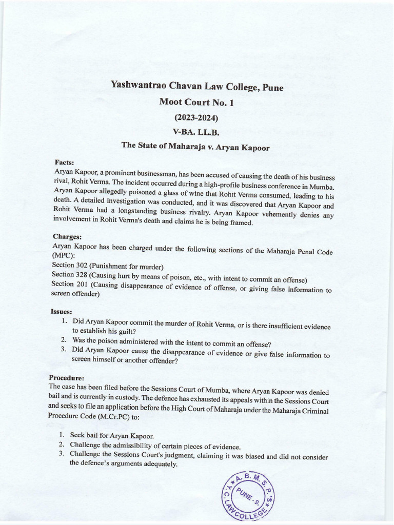 Scan - Moot Court Problem No 1 | PDF