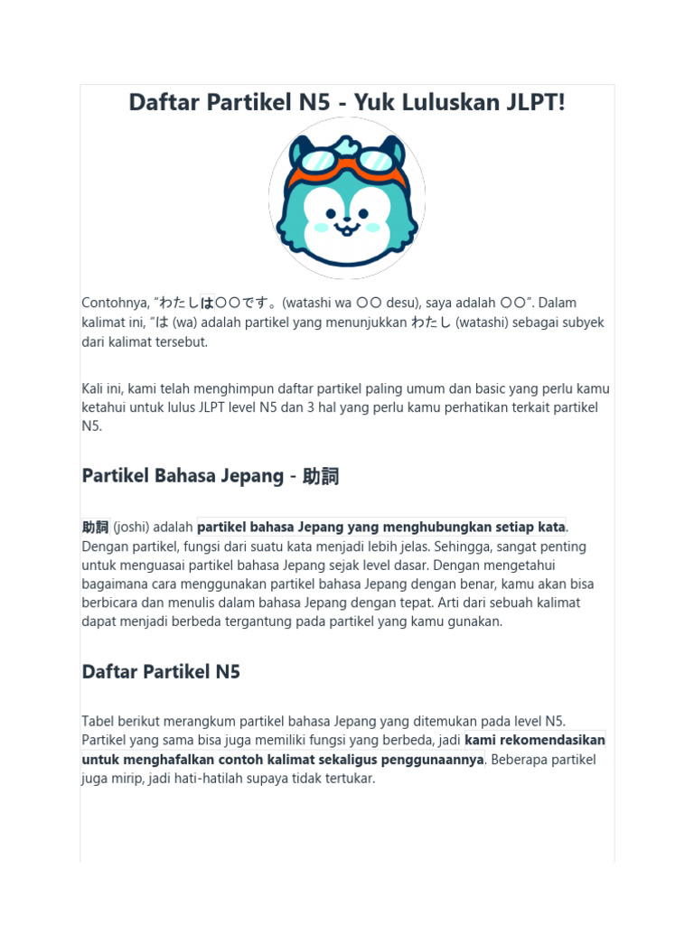 Daftar Partikel N5 | PDF