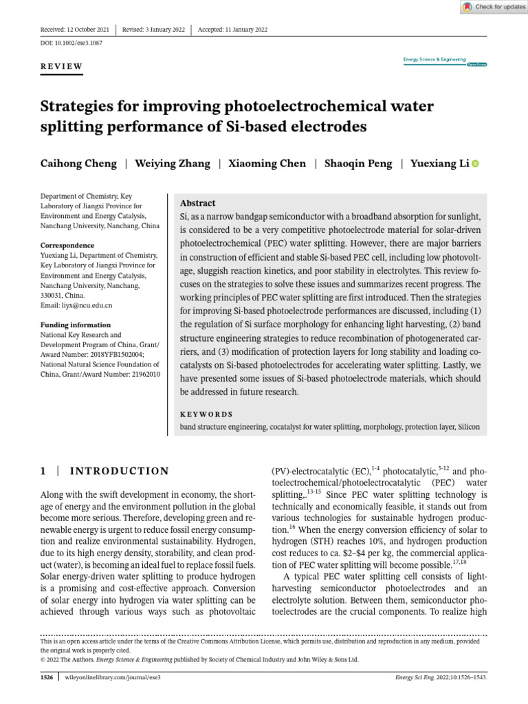 Energy Science Engineering - 2022 - Cheng | PDF | Photovoltaics | Silicon