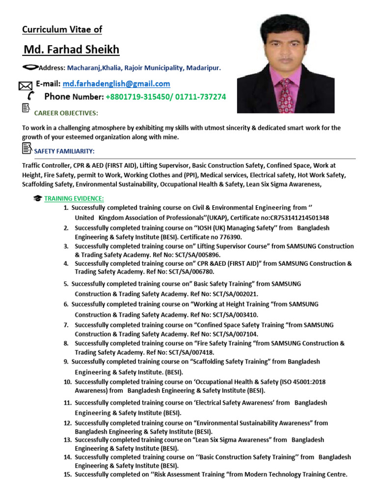 CV of MD - Farhad Sheikh | PDF