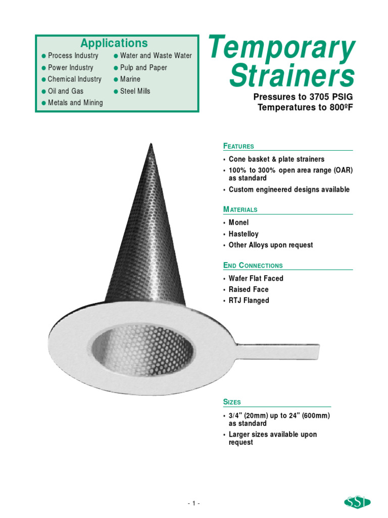 Temp Strainers | PDF | Pressure