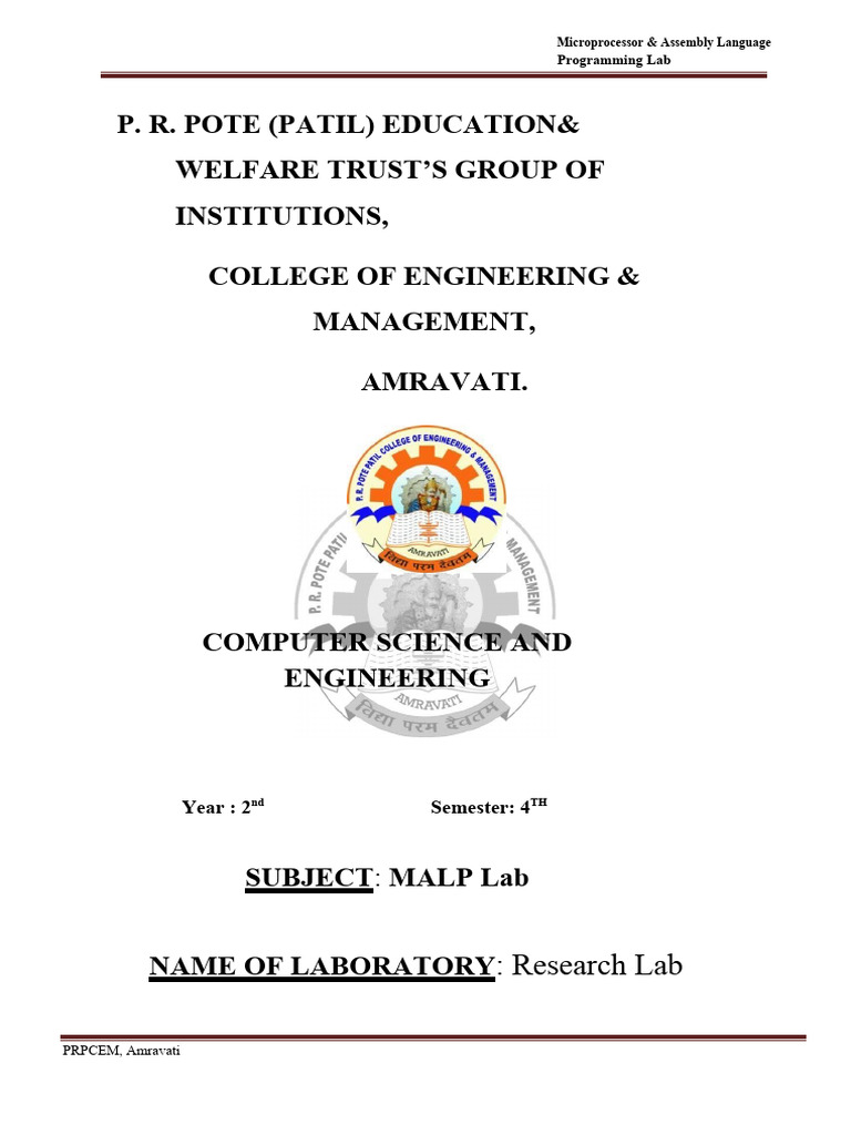 Malp Lab Manual | PDF | Assembly Language | Educational Assessment Malp Lab Manual | PDF | Assembly Language | Educational Assessment