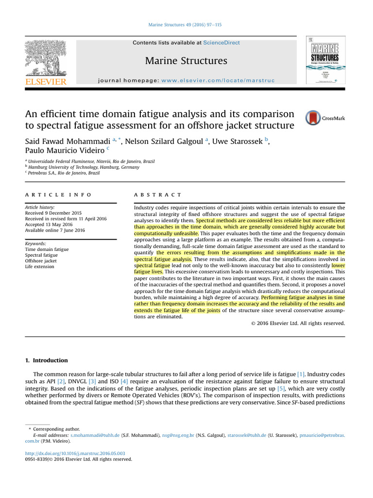 An Efficient Time Domain Fatigue Analysis and Its Comparison | PDF ...