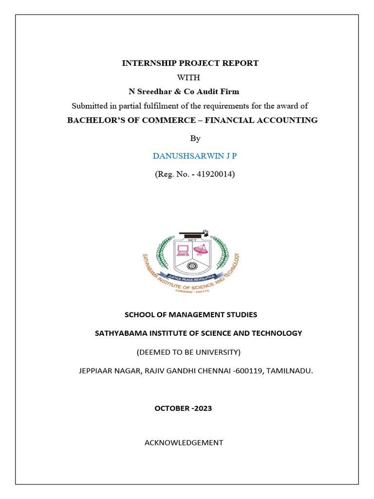 Internship Report | PDF | Audit | Financial Audit