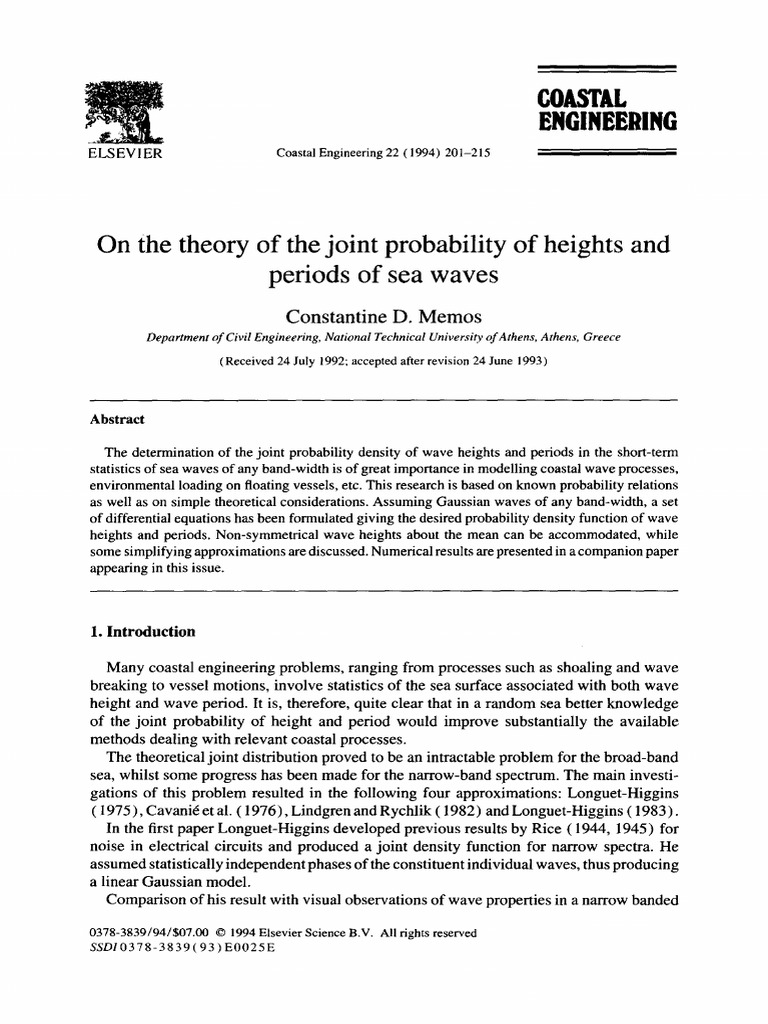 On The Theory of The Joint Probability of Heights and Periods of Sea ...