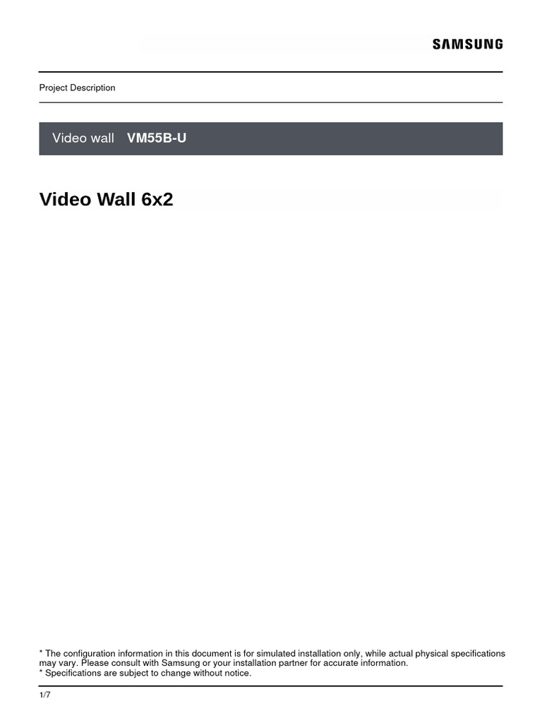 Samsung VM55B-U Video Wall Specs | PDF | Video | Information And ...