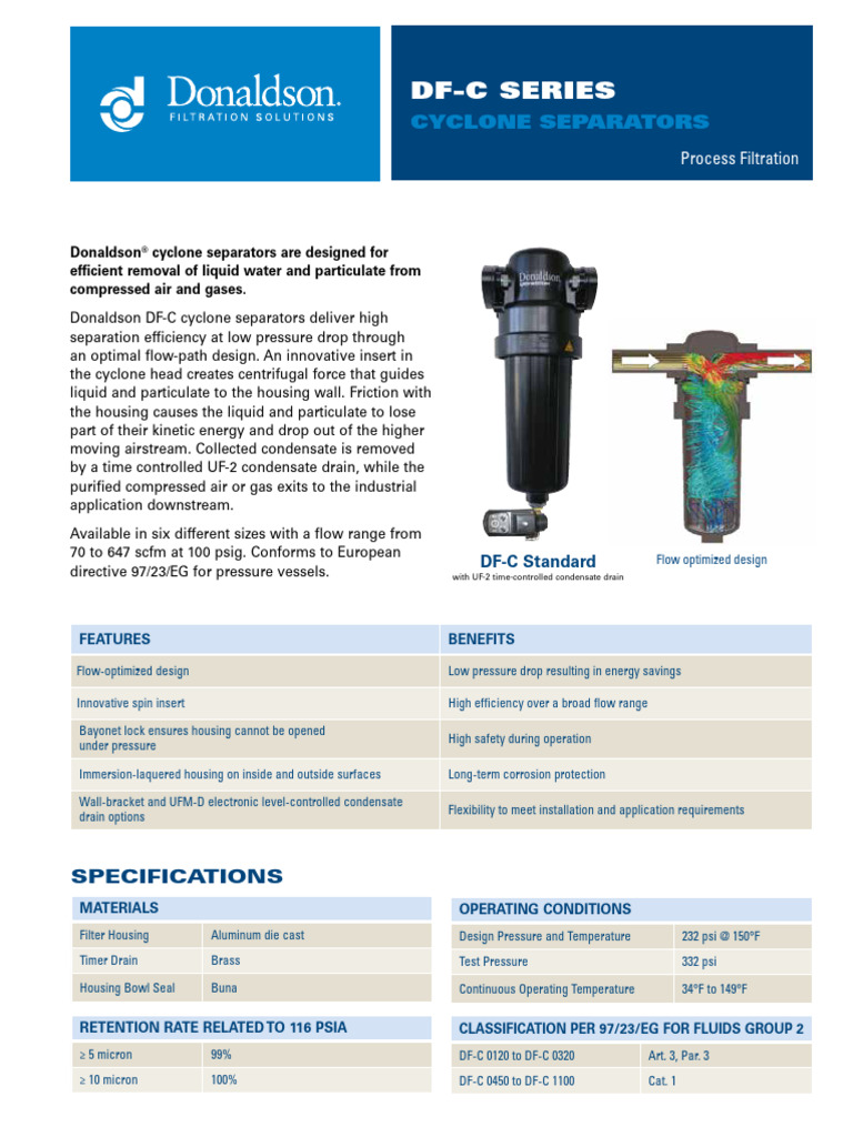 DF C Series Cyclone Separators | PDF | Pressure | Process Engineering