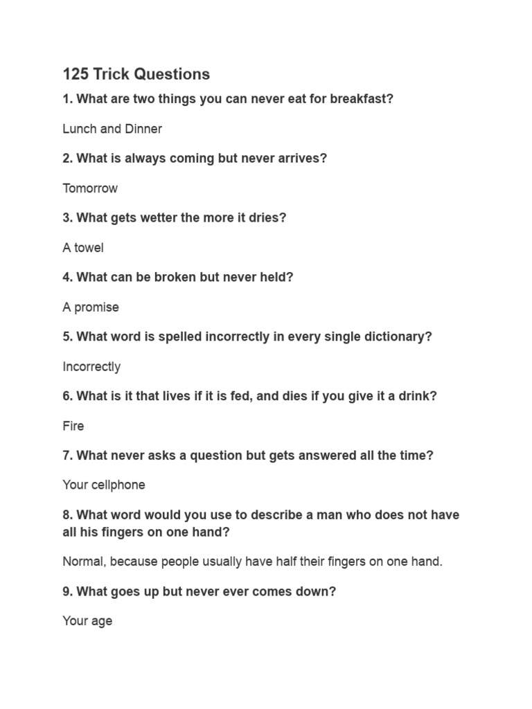 125 Easy Questions That Seems Hard! | PDF