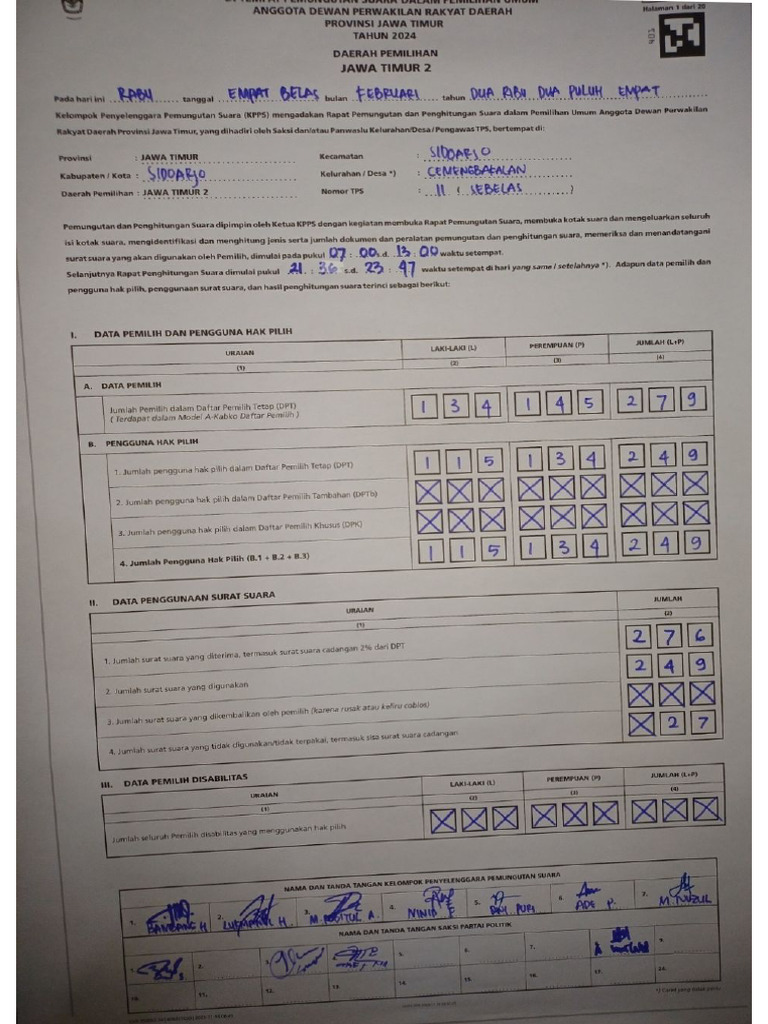 Dokumentasi Model C.HASIL-DPRD-PROV (Formulir Plano) | PDF