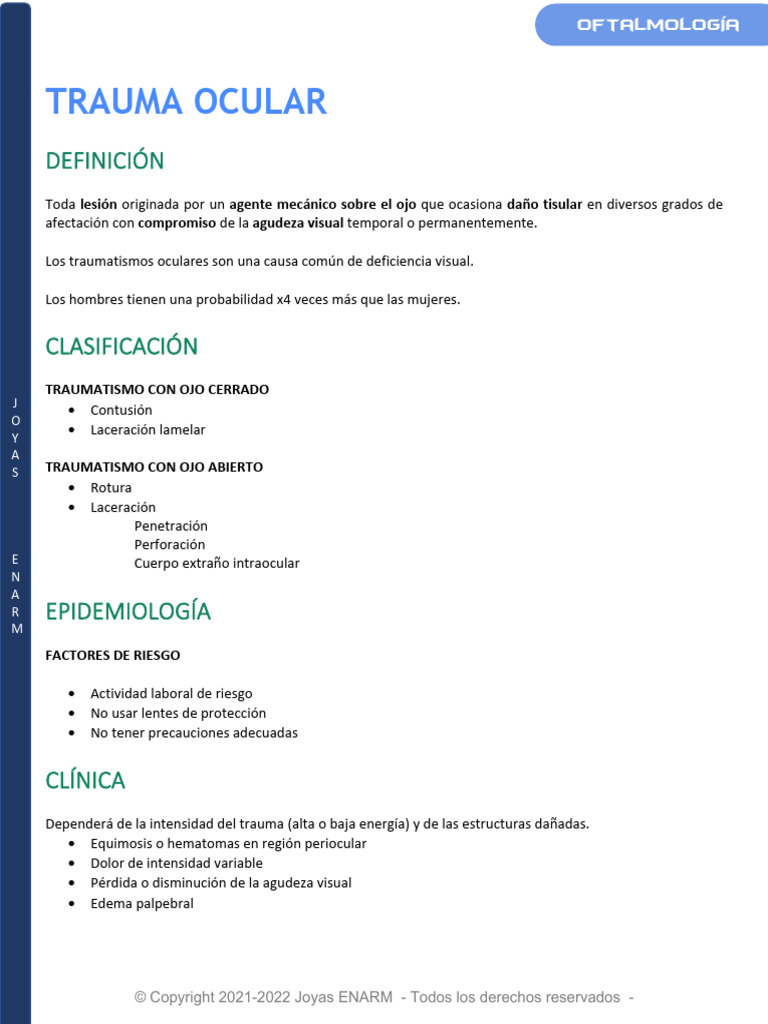 Trauma Ocular | PDF | Lesión | Ciencias de la Salud