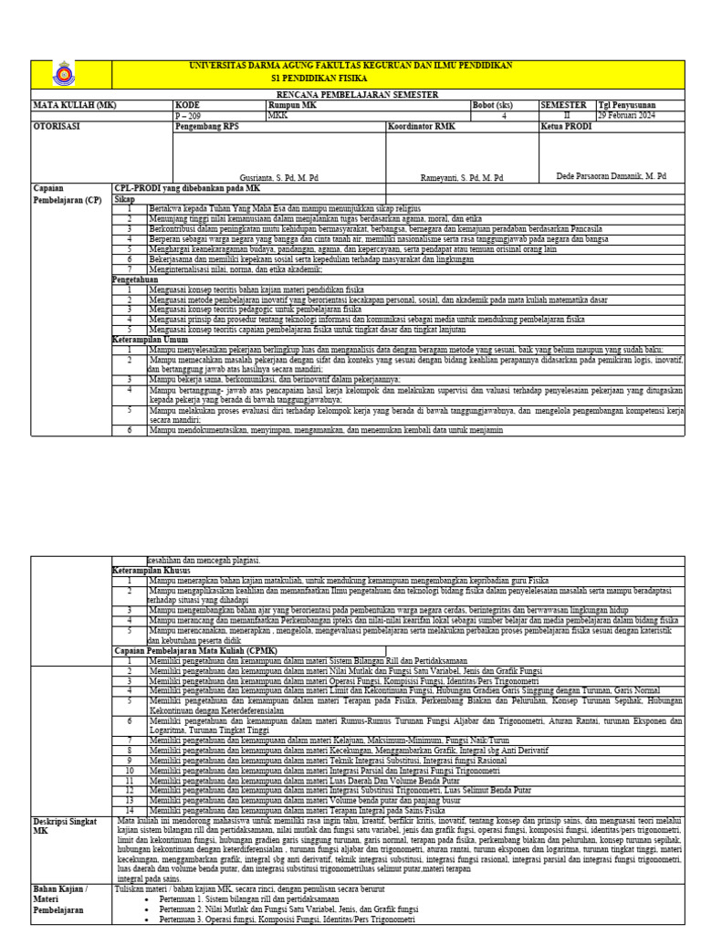 RPS Matdas Sem.2 | PDF