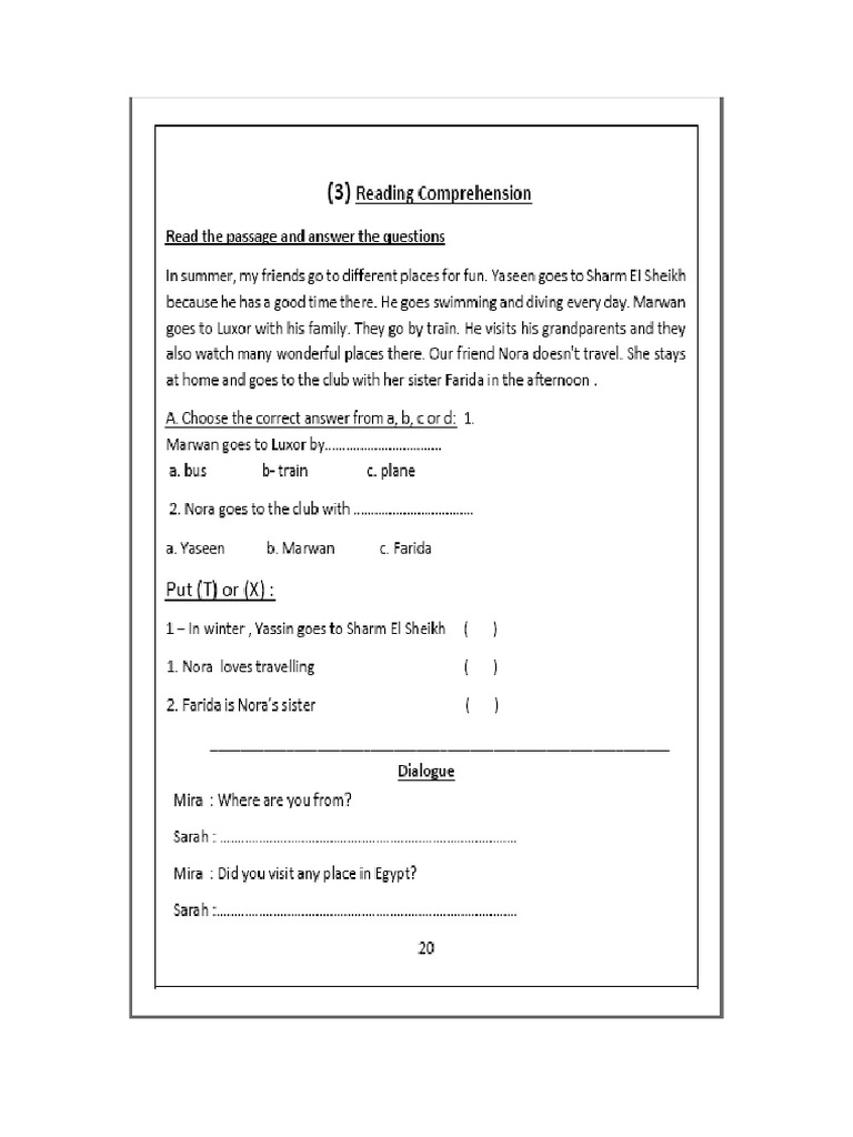 Comprehension & Dialogue 3 | PDF